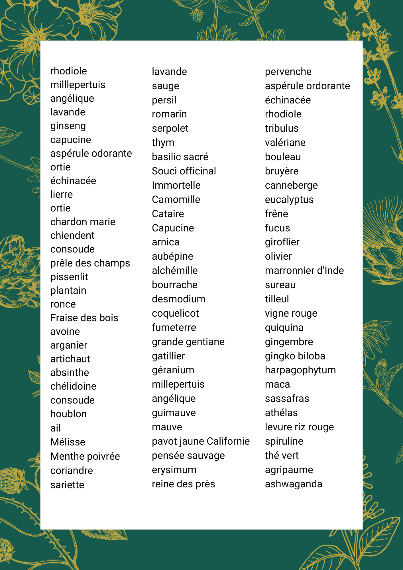 Tout sur la formation Nos Plantes Médicinales